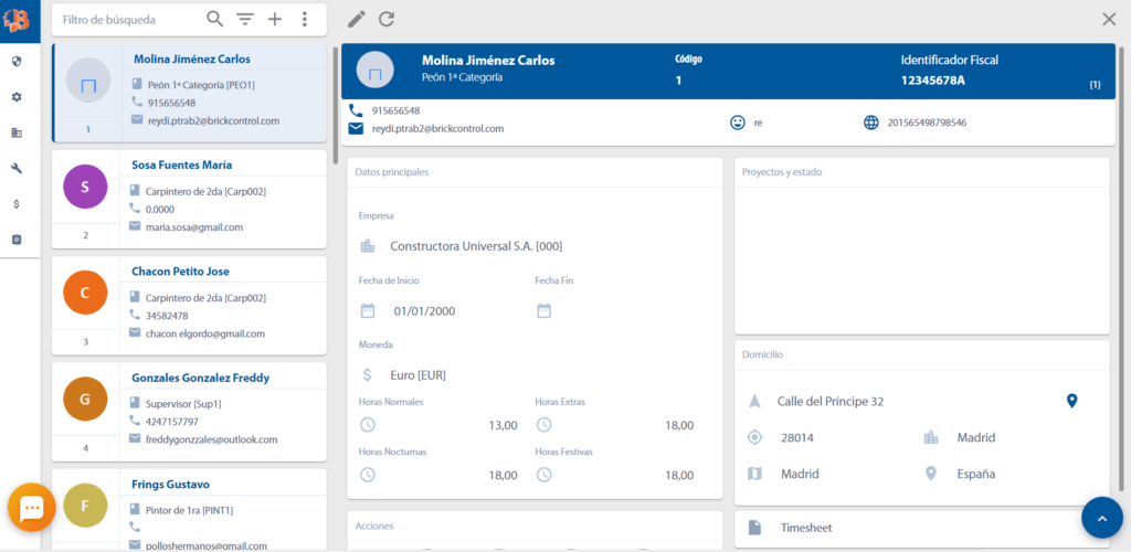 Gestión de personal de obra de construcción - BrickControl